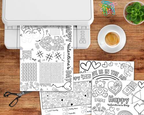 Valentines Placemats | Valentine’s Day Activity Placemats for Kids | No ...