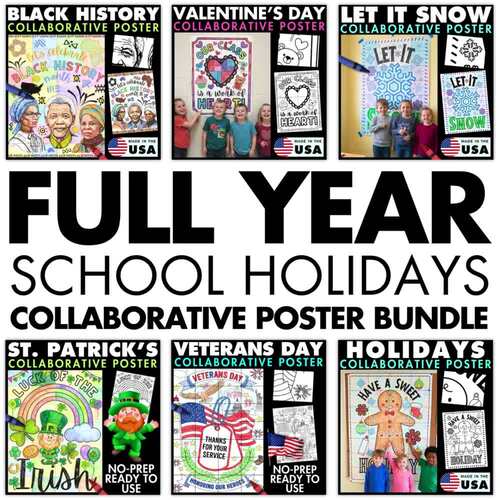 Collaborative Poster Full Year Long Bundle | 20 Seasonal Bulletin Board ...