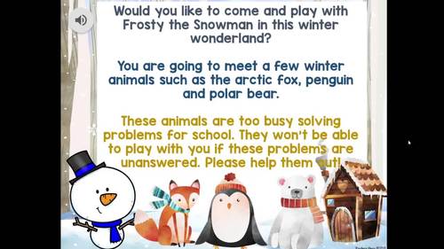Winter Fun Game for Google Slides Literacy and Math Kindergarten