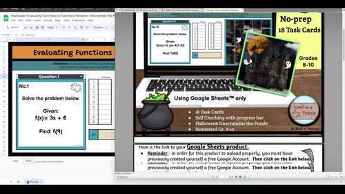 Evaluating Functions Halloween Digital And Printable Activity Function