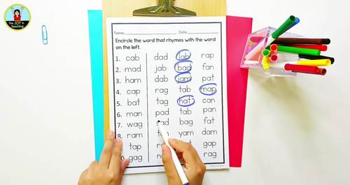 CVC Rhyming Words Worksheet by The Joy in Teaching | TPT
