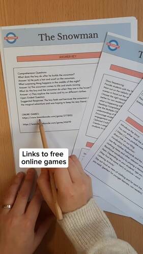 The Snowman book companion Resource Pack. ESL Primary. Christmas activity.
