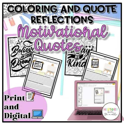 Motivational Quotes - Coloring and Writing Reflection Pages - Print and ...