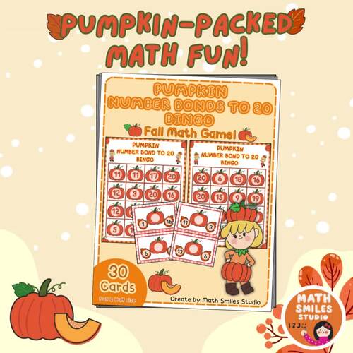 Pumpkin Number Bonds to 20 Bingo | Fall Math Game | 1st & 2nd Grade