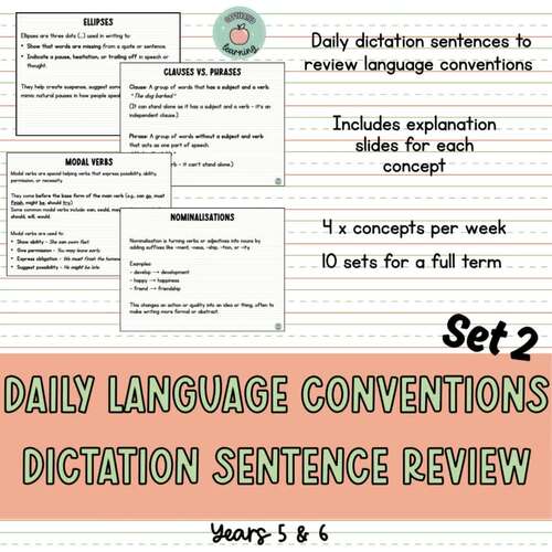 Daily Review Set 2 - Language Conventions Dictation Sentences Year 5 & 6
