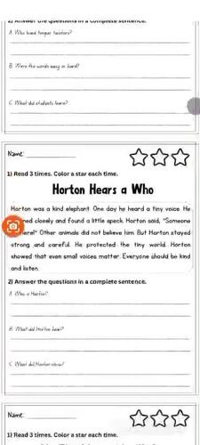 Dr. Seuss Reading Comprehension Passages | Read Across America | 1st ...