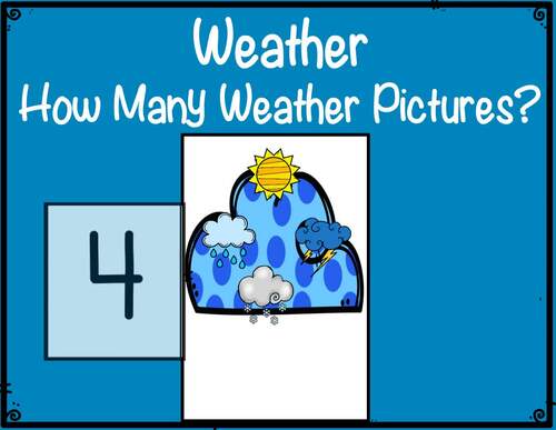 Weather Counting Games: How Many Weather Pictures? Numerals & Number Words