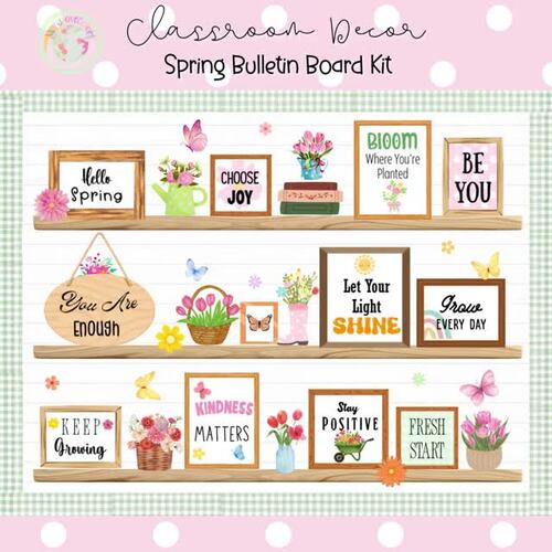 Spring Bulletin Board Ideas Motivation Shelf Door Decor March April ...