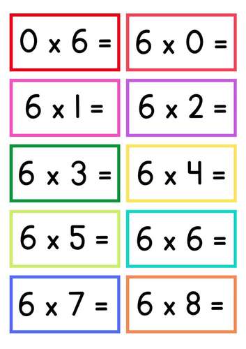 Multiplication Facts! Color Flashcards! Math Activity! Elementary School!