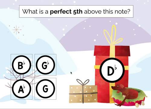 Perfect Fifth 5th Interval Christmas BOOM Cards Winter Themed Music Game