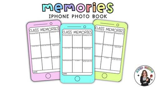 End of Year | iphone Memories Photo Book Activity | Bulletin Board or ...
