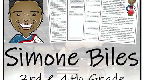 Simone Biles Close Reading Comprehension Activity | 3rd Grade & 4th Grade