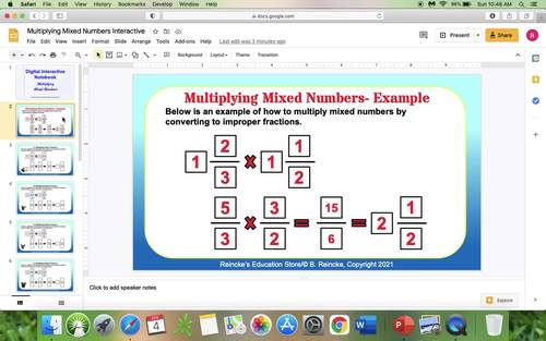 Multiplying Mixed Numbers Digital Activity (Google Slides) | TPT