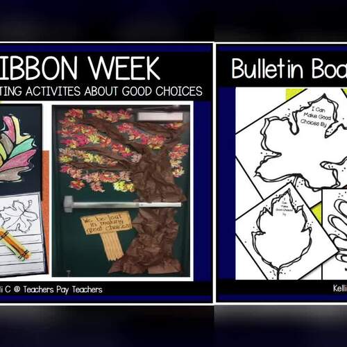 Red Ribbon Week Activities for Healthy Habits Door Decor Kit and Flip Book