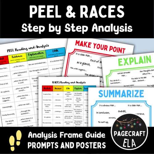 PEEL & RACES Sentence Starter Posters and Writing Frames for Literature ...
