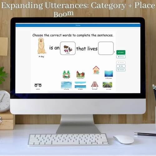 Expanding Utterances: Category + Place - Boom Cards™ Speech Therapy