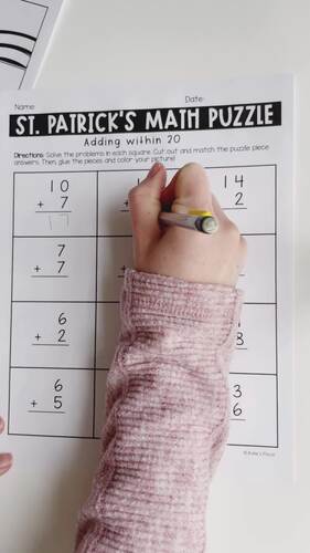 St. Patrick's Math Fact Families Addition Subtraction Puzzles for 1st Grade