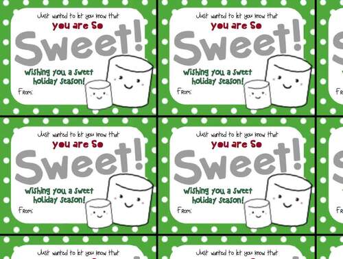 Marshmallow Christmas/ Winter Holiday Gift Tag- You are so Sweet!