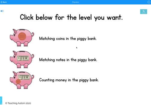 Money Matching | Math Boom Cards by Teaching Autism | TPT