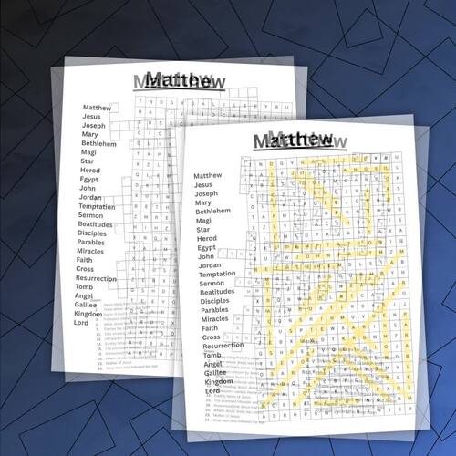 Matthew Bible Activities | Word Search Crossword Word Jumble for Kids