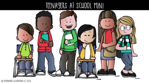 Teenagers at school clip art, Big Kids clip art Mini by Melonheadz Clipart