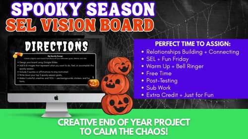 Halloween Activity Spooky Vision Board Project SEL Fun Middle + High School