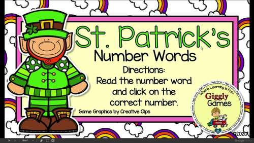 Giggly Games St. Patricks Number Words to 12 Google Slides Digital ...