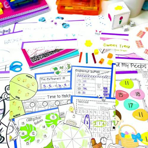 Spring Math Oviparous Animals Kindergarten Math Centers Station Games ...