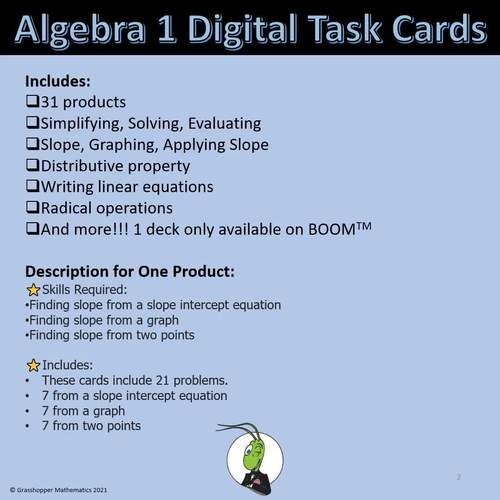 Algebra 1 Boom Digital Task Card Bundle | Graphing | Solving | Factoring