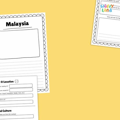 MALAYSIA Country Research Project | Asia Printable Geography Worksheets