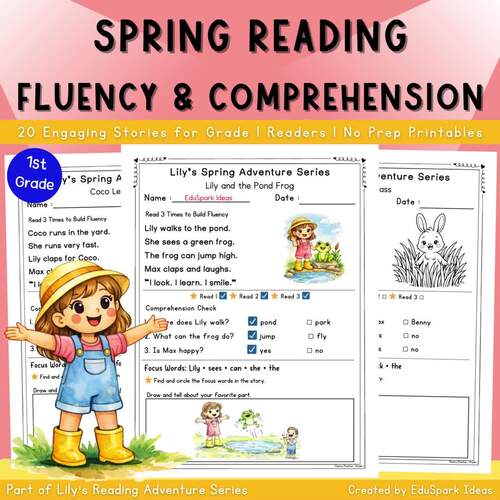 Spring Reading Fluency and Comprehension Passages for Kindergarten ...