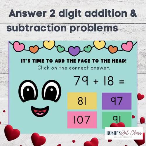 2 Digit Addition & Subtraction With & Without Regrouping Valentine Math ...