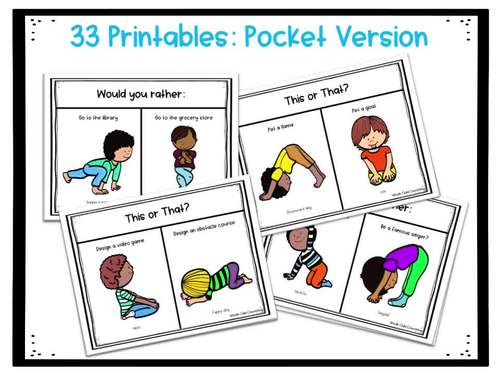 Kids Yoga Pose Cards Movement Game and Posters with Would You Rather ...
