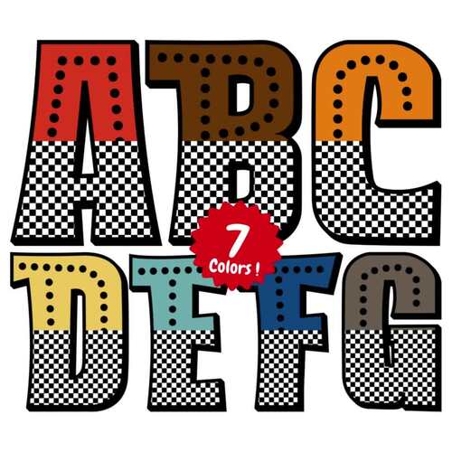 Half Checker Halloween Doodle Alphabet bulletin board letters font for ...