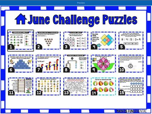June Brain Teasers & Challenge Puzzles | Boom Cards | Digital & Printable