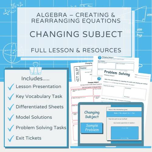 Changing Subject - Full Lesson & Differentiated Resources (HSA.CED.A.4)