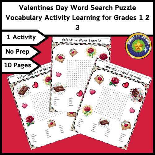 Valentines Sight Word Search Logic Puzzle Vocabulary Activities ...