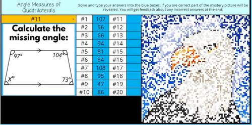 Angle Measures of Quadrilaterals Math Pixel Art by Pick Up and Go Resources