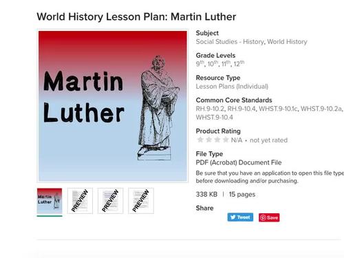 World History Lesson Plan: Martin Luther by Social Studies Studio