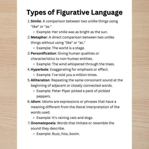 Figurative Language Stories - Learn and Identify 7 Types of Figurative ...