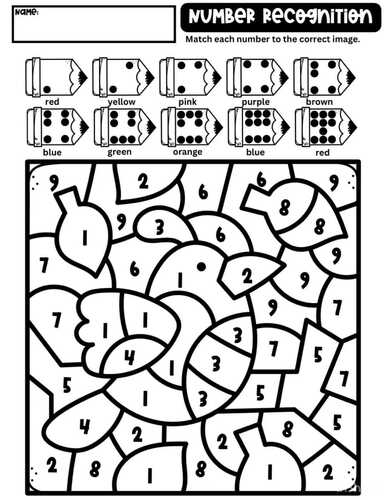 Color by Code: Subitizing Numbers up to 10 Worksheets—Fall Theme - K.CC.3