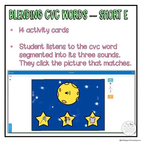 Phonemic Awareness Blending Short e CVC Words Boom Cards™ | TPT