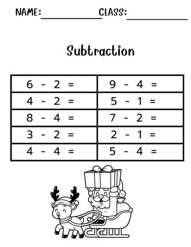 Christmas-Themed Subtraction Worksheets: Fun Math Practice for K-1