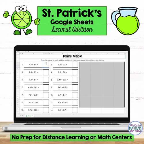 Adding Decimals | St Patricks Mystery Picture | TPT
