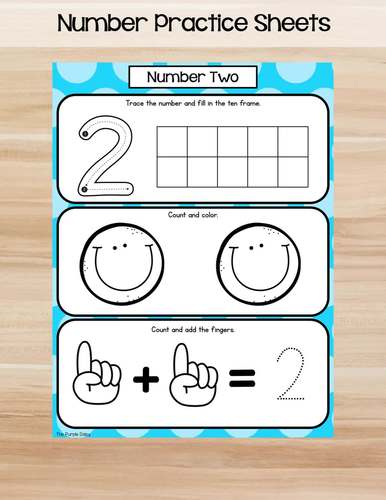 Number Practice Worksheets (Color & B/W) by The Purple Daisy Teaching ...