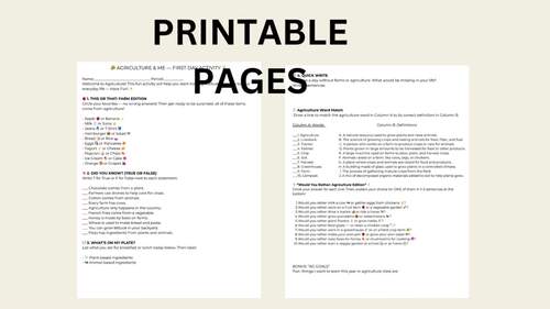 Welcome to Agriculture! Back to School Activity & Presentation Ag & FFA