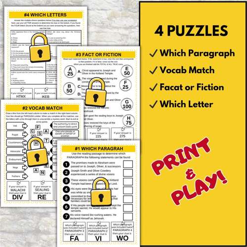 Kirtland Temple Vision Escape Room Game, D&C 110 Printable Scripture ...