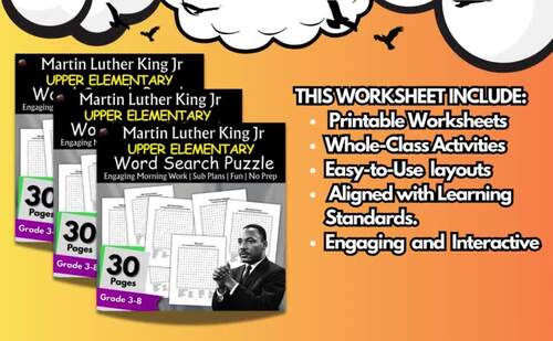 MLK Day No Prep Word Search Worksheet 4th,5th,6th,7th,8th,9th Upper ...