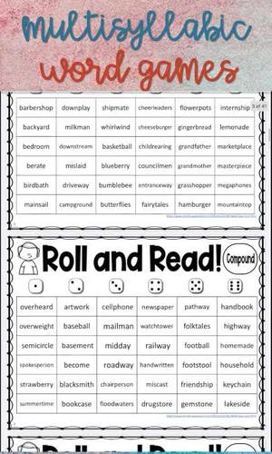 Multisyllabic Word Lists Multisyllabic Word Games Fluency Mats | TpT