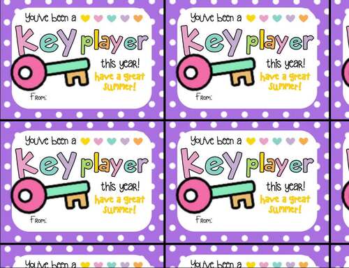 Keychain End of Year Gift Tag- You've been a key player this year! Have ...